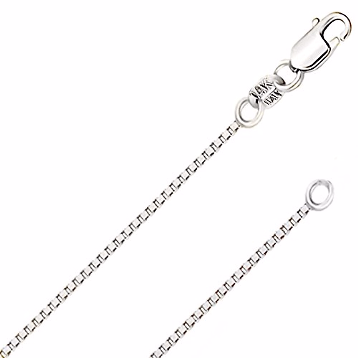 14K or 10K REAL Solid Yellow or White or Rose/Pink Gold 0.5MM,0.6MM,0.7MM,0.8MM,0.9MM,1.1MM,1.2MM Italian Diamond Cut Box Link Chain Necklace MADE IN ITALY, Gold, No Gemstone