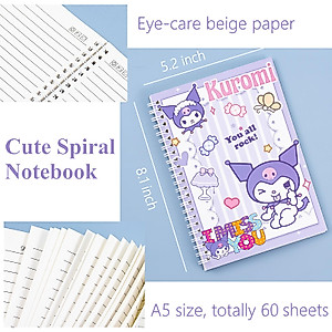 Koiswim School Supplies Set, Cute Stationery Set, Back to School Gift for Kids Including Spiral Journal Notebook, Black Rollerball Pens, Pencil Cse, Stickers