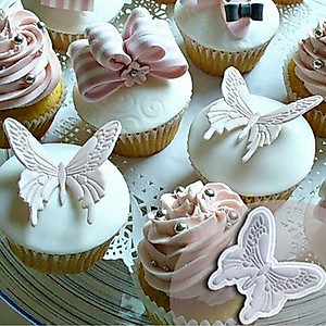 4Pcs Butterfly Fondant Mold Tiny Silicone Wings Fondant Cutter Butterfly Fondant Mold for Wedding Cake Decoration Sugarcraft Candy Fondant Grass Cutter for Gum Paste