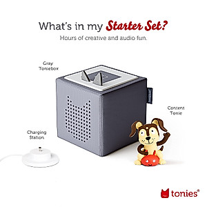 Toniebox Audio Player Starter Set with Playtime Puppy - Listen, Learn, and Play with One Huggable Little Box - Gray