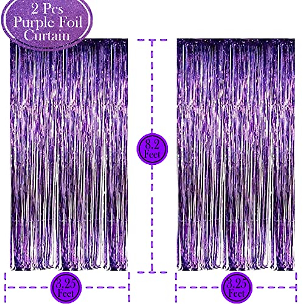 Purple Party Decorations Kit, Purple Foil Fringe Curtain Backdrop, Purple and White Balloons Set, Purple Birthday Decorations, Graduation Party Supplies, Purple Graduation Decorations