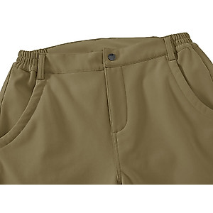 BGOWATU Women's Winter Hiking Pants Fleece Lined Waterproof Windproof Snow Insulated Pants with 6 Pockets Khaki L