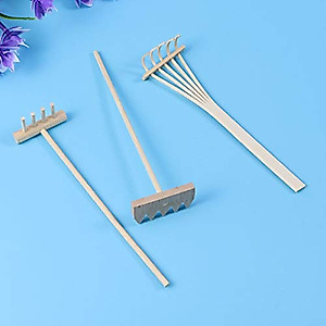 HEALLILY Mini Zen Garden Rake Bamboo Tool Set Rake Sand Rock Push Drawing Pen Desktop Decor Accessories 3Pcs