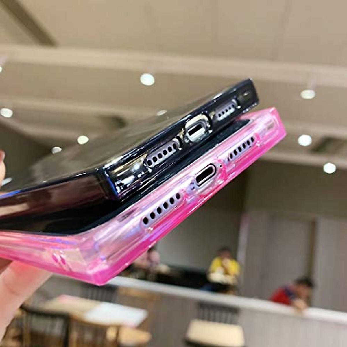 Tzomsze iPhone 11 Square Case Transparent, iPhone 11 Clear Case Reinforced Corners TPU Cushion，Crystal Clear Slim Cover Shock Absorption TPU Silicone Shell for iPhone 11 6.1 inch (2019)-Pink