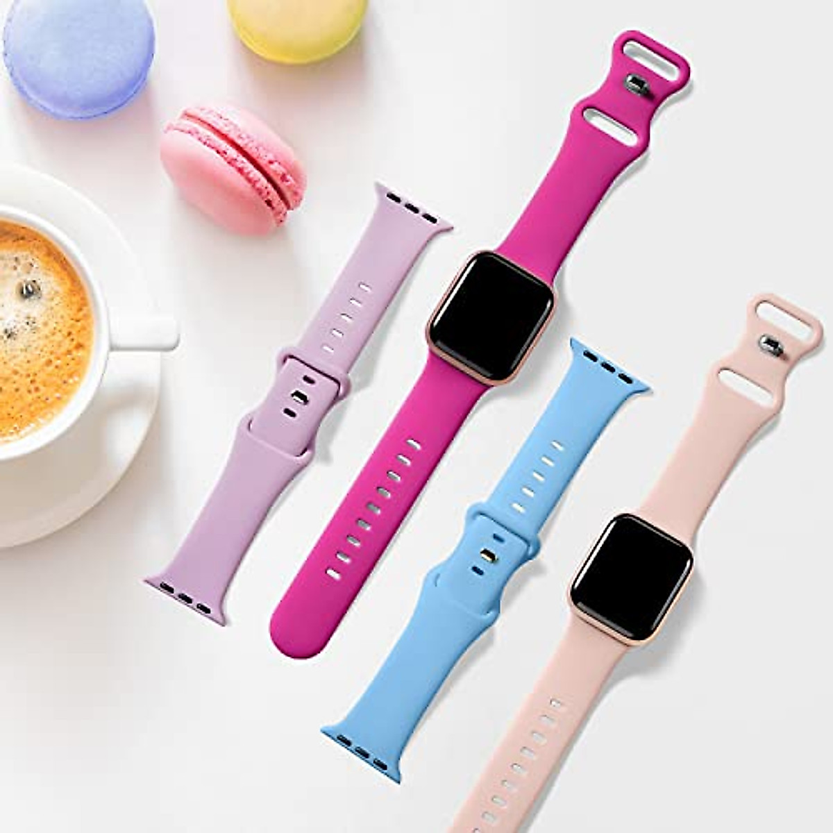 SWHAS Watch Bands Compatible with Apple Watch Bands 38mm 40mm 41mm Women Men Girls, Soft Silicone Wristbands Replacement Strap Compatible with iWatch Series 8 SE 7 6 5 4 3 2 1, 14 Pack