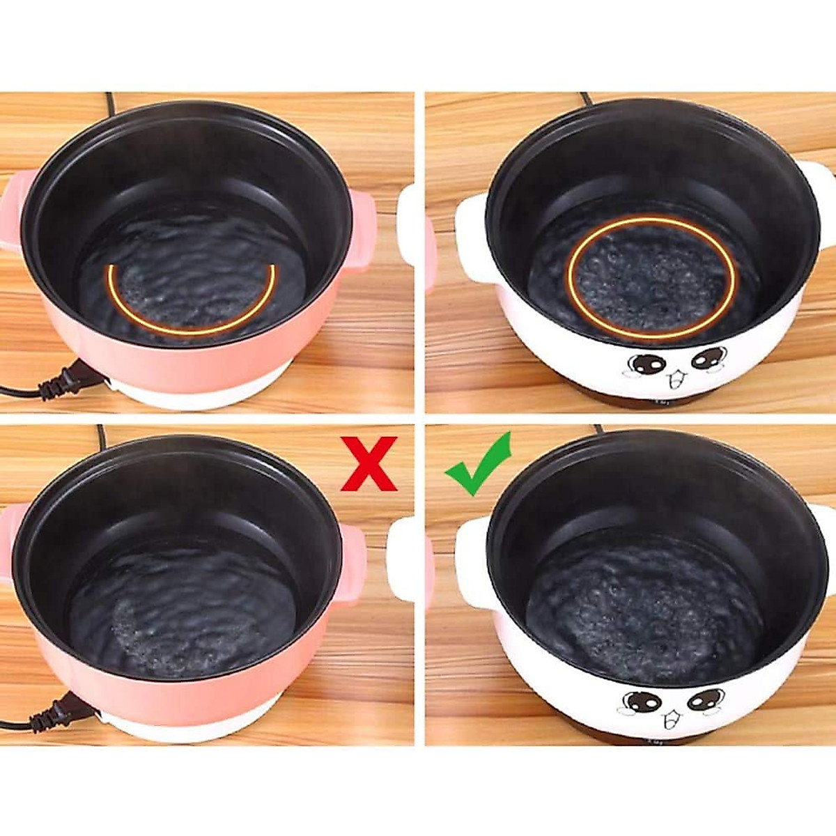 4-in-1 Electric Skillet Non-Stick Multifunctional Small Electric Grill Pot & Skillet Cooker for Cooking Rice Hotpot Simmer Steamed Eggs Frying - Diameter 8-inch, 2.3L Capacity, with Steam Grid