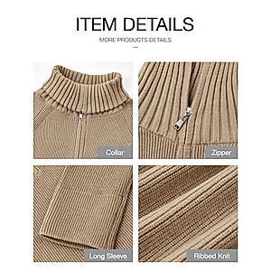 BTFBM Women's Long Sleeve V-Neck Pullover Sweater Casual Fall Winter Collar Ribbed Knit Loose Slouchy Jumper Sweaters(Solid Light Khaki, Large)