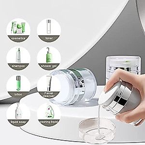 WUBAYI New 2Pcs Airless Pump Jar Container,Portable Travel Empty Airless Pump Jar Cosmetic Container,Refillable Cream Jar Vacuum Bottlefor for Lotions Makeup Essence Moisturizer Eye Cream (1oz)