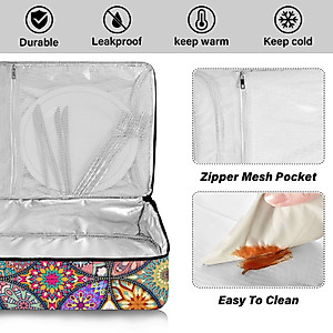 xigua Mandala Casserole Dish Carrier, Portable Leakproof Insulated Casserole Carrier for Hot or Cold Food, Travel, Party, Picnic