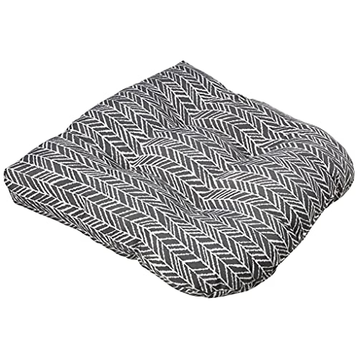 Pillow Perfect - 609973 Outdoor/Indoor Herringbone Slate Tufted Seat Cushions (Round Back), 19" x 19", Gray, 2 Pack