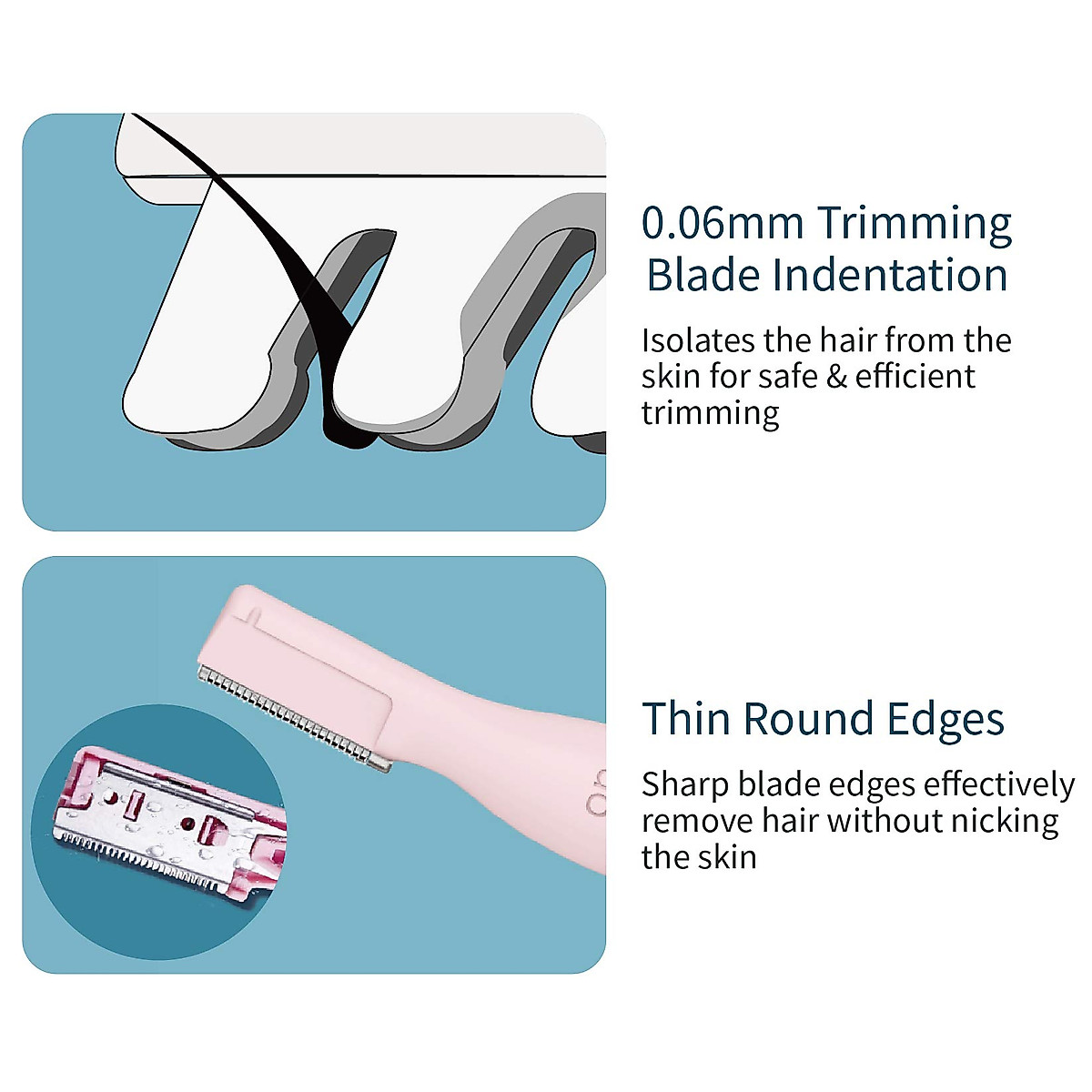 TOUCHBeauty Electric Eyebrow Trimmer for Women Portable Eyebrow Hair Remover Metal Cover, Battery Powered Ladies Hair Shaver Pink