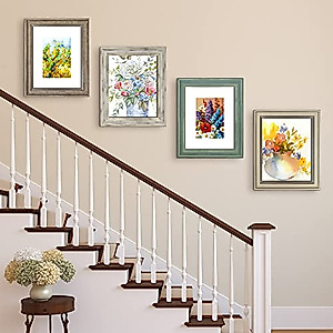 LUCKYLIFE 8x10 Picture Frame Set of 4, Rustic Farmhouse Picture Frames for Table or Wall Hanging