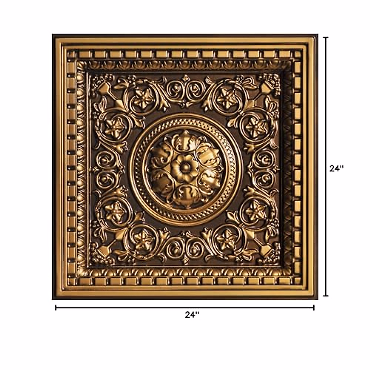 From Plain To Beautiful In Hours VC02 Rhine Valley PVC 2' x 2' Lay-in Ceiling Tile (Covers / 100 sq.ft), Antique Gold, 25 Piece