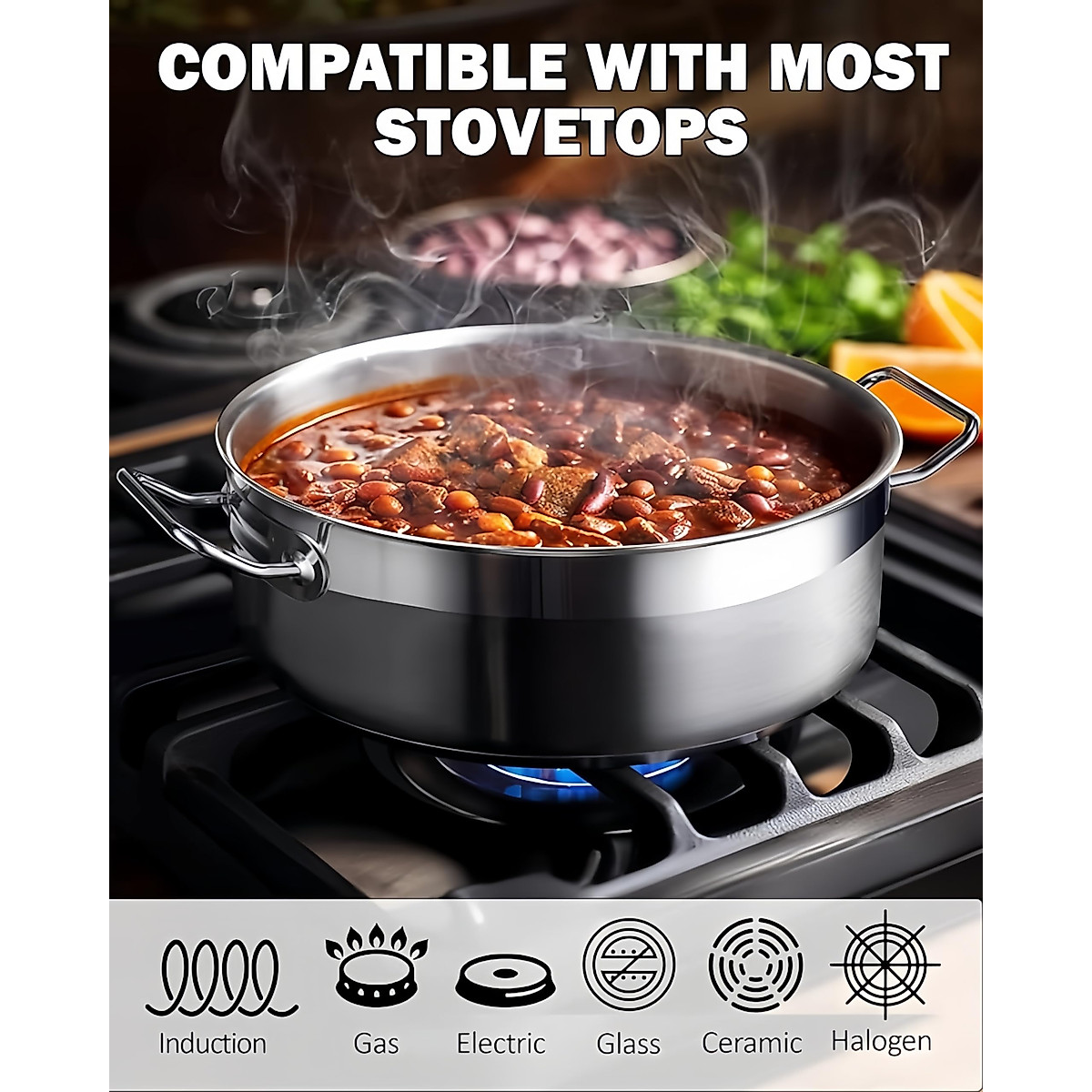 Stainless Steel Round Soup Pot: Polished Stock Pot with Lid, Handle & Versatile Compatibility for All Heat Sources - Dishwasher &Oven Safe for Effortless Pasta and Cooking Pleasures! (Φ6.3"x2.4")