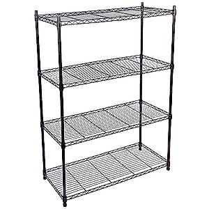 Elevon 4-Shelf Adjustable, Heavy Duty Storage Shelving Unit (350 lbs Loading Capacity per Shelf), Steel Organizer Wire Rack, Black (35" L x 13.4" W x 48.2" H)