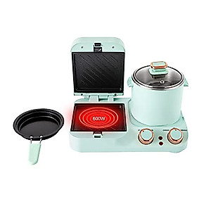 3 in1 Breakfast Station with Boiling Pot, Multi-Function Electric Home Mini Toaster Sandwich Maker with Easy Frying Pan and Food Steamer