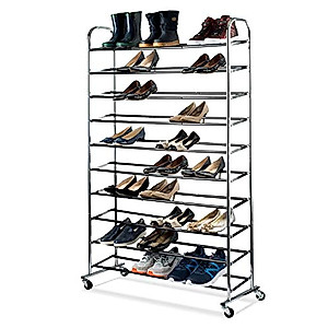 Shoe Organizer - Chrome Shoe Storage Supreme 50 Pair Shoe Rack Closet Shoe Organizer