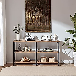 IBF Rustic Console Table, Industrial Wood and Metal Sofa Table, Hallway Entry Table for Home Living Room, Barnwood Foyer Accent Entryway Table with Retro Vintage Storage Shelf, Rustic Oak, 55 Inch