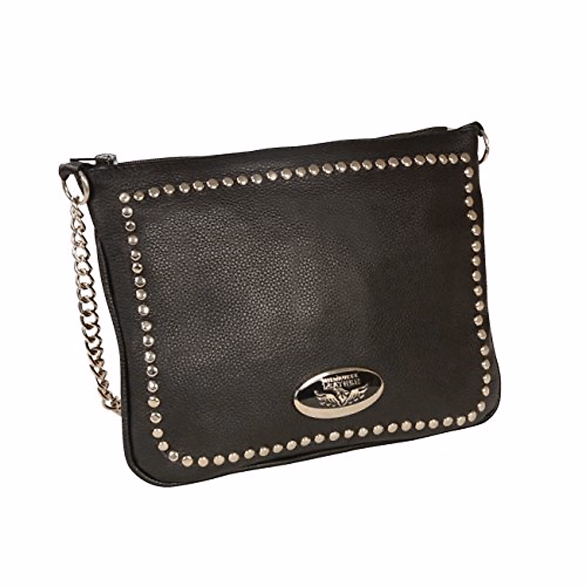 MILWAUKEE'S MP8810-BLK-PCS Women's Black Medium Studded Shoulder Bag