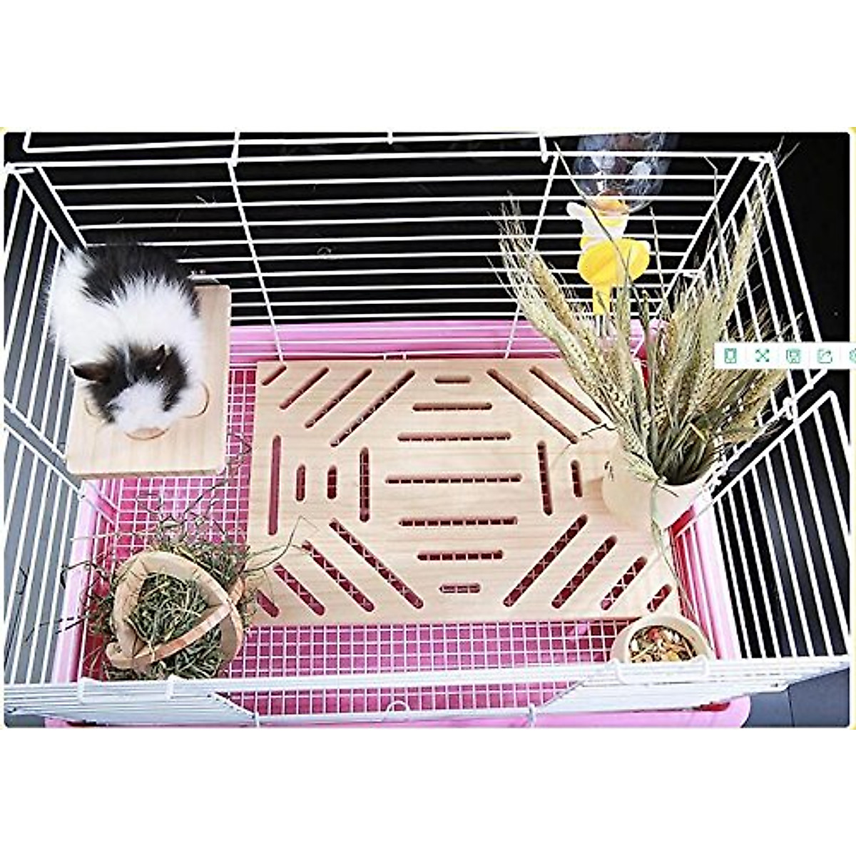 Hypeety Rabbit Wood Foot Pad Toy Small Animals Bunny Chinchilla Guinea Pig Rabbit Totoro Scratch Cage Supplies Safe Non-Toxic Pine Wood Board Chew Toy Mat Bed