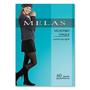 Melas MeMoi Microfiber Control Top Tights, Comfortable Velvet Soft Opaque Tights, 60 Denier - Sizes Small - Q2, Naturel, M-L