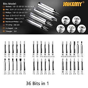 JAKEMY 39 in 1 Screwdriver Set Precision Repair Tool Kit with 36 Magnetic Driver Bits Screwdriver Kit for iphone 11/X/8/7 Plus Cell Phone Macbook Laptop PC Black