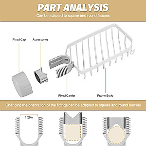 Quimoy Sponge Holder for Kitchen Sink, Kitchen Faucet Sponge Holder, Stainless Steel Faucet Rack -A Perfect Storage Accessory for Kitchen, Bathroom, Sponge, Scrubbers, Soap(Silver)