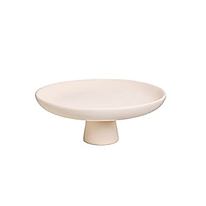 Large Off-White Ceramic Pedestal Decorative Bowl for kitchen decor. Style as a fruit bowl or as a showpiece for on your styled coffee table.