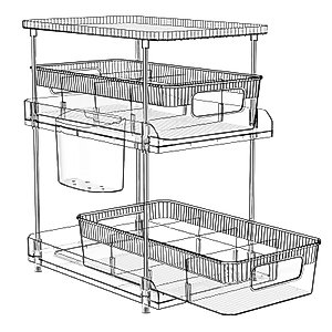 3 Tier Clear Bathroom Organizer, Under Sink Organizers Clear with Dividers, Multi Purpose Slide-Out drawers Organizer for Bathroom Pantry Organization and Storage, Medicine Cabniet Organizer 1 Pack