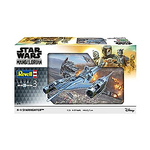Revell 06787 Star Wars: The Mandalorian N1 Starfighter (Din Djarin) 1:24 Scale Unbuilt/Unpainted Plastic Model Kit with Seated 'Mando' Figure