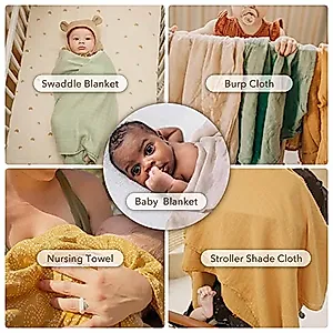 Moonkie Muslin Swaddle Blanket | Comfort Soft Baby Blanket for Boys and Girls | Silky Bamboo Infant Receiving Blanket Baby Swaddle Wrap | Unisex, 47 x 47 inches, 4 Pack