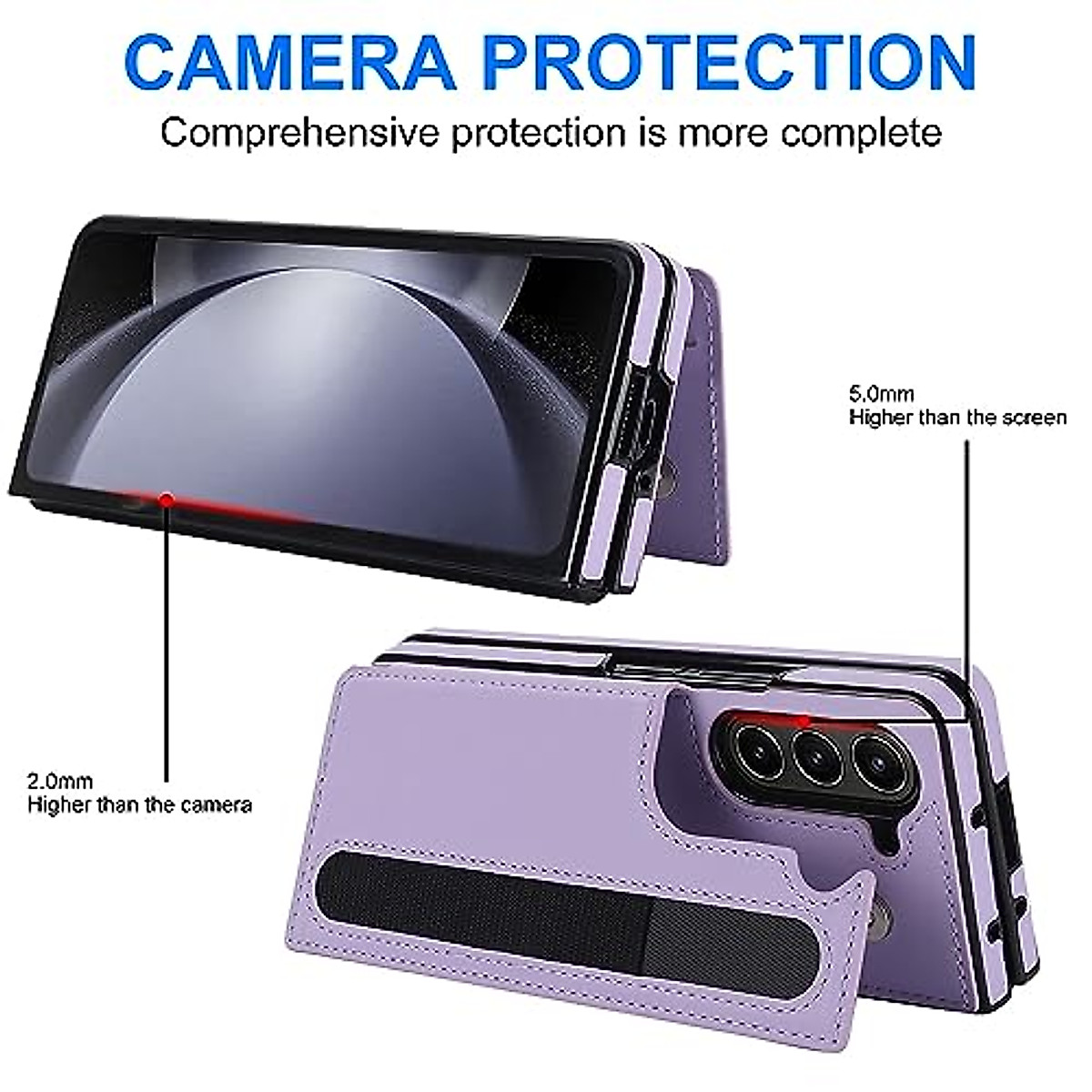 lefeda Wallet Case for Samsung Galaxy Z Fold 5, Flip PU Leather Phone Cover with S Pen Holder 2 Card Slot and Magnetic Closure Stand Function Slim Case,Purple