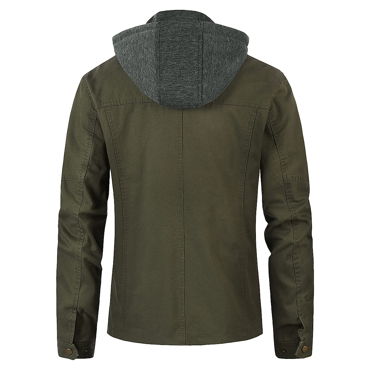 Pursky Men's Spring Fall Casual Windbreaker Army Jacket Cargo Cotton Hooded Military Bomber Coat L Army Green