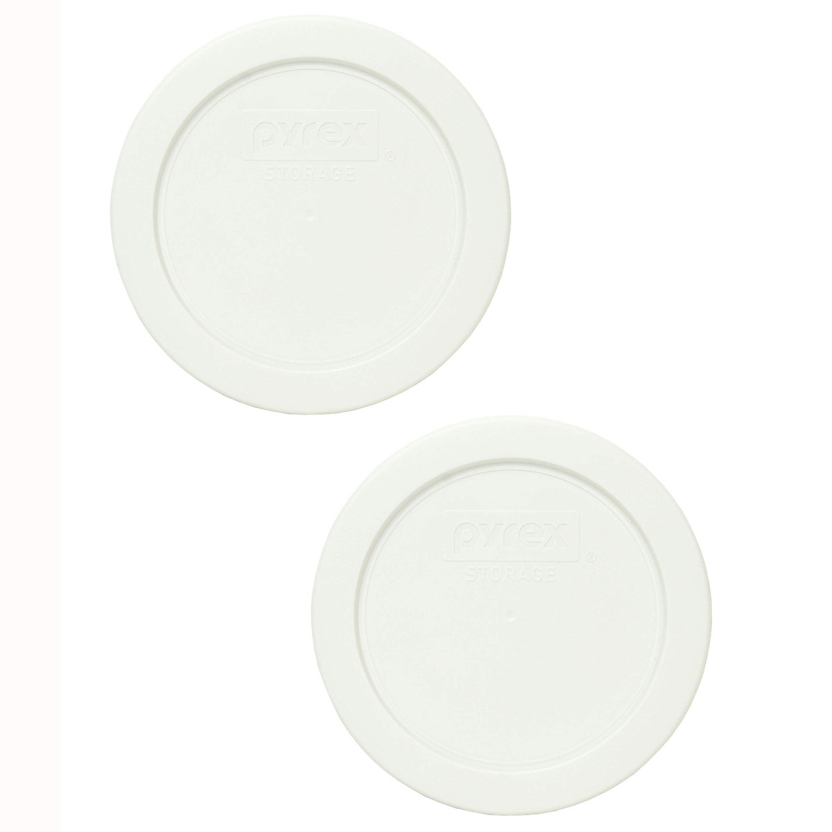 Pyrex 7200-PC White Round Plastic Food Storage Lid - 2 Pack Made in the USA