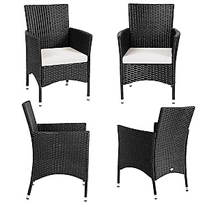 Casart Set of 2 Rattan Cushioned Chairs, Outdoor Wicker Dining Armchairs, Perfect for Porch, Patio and Balcony