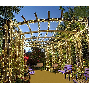Qunlight Solar Fairy String Lights Outdoor Waterproof, 108ft 300LED Updated Version 6hrs Timer Function Starry String Lights for Christmas Patio Garden Party(WarmWhite 300L)