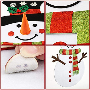 OurWarm Felt Snowman for Kids Wall, 3.2Ft Double-Sided DIY Felt Christmas Snowman Set with 35 Glitter Detachable Ornaments Xmas Gift for Toddlers Kids Christmas Home Door Wall Hanging Decorations