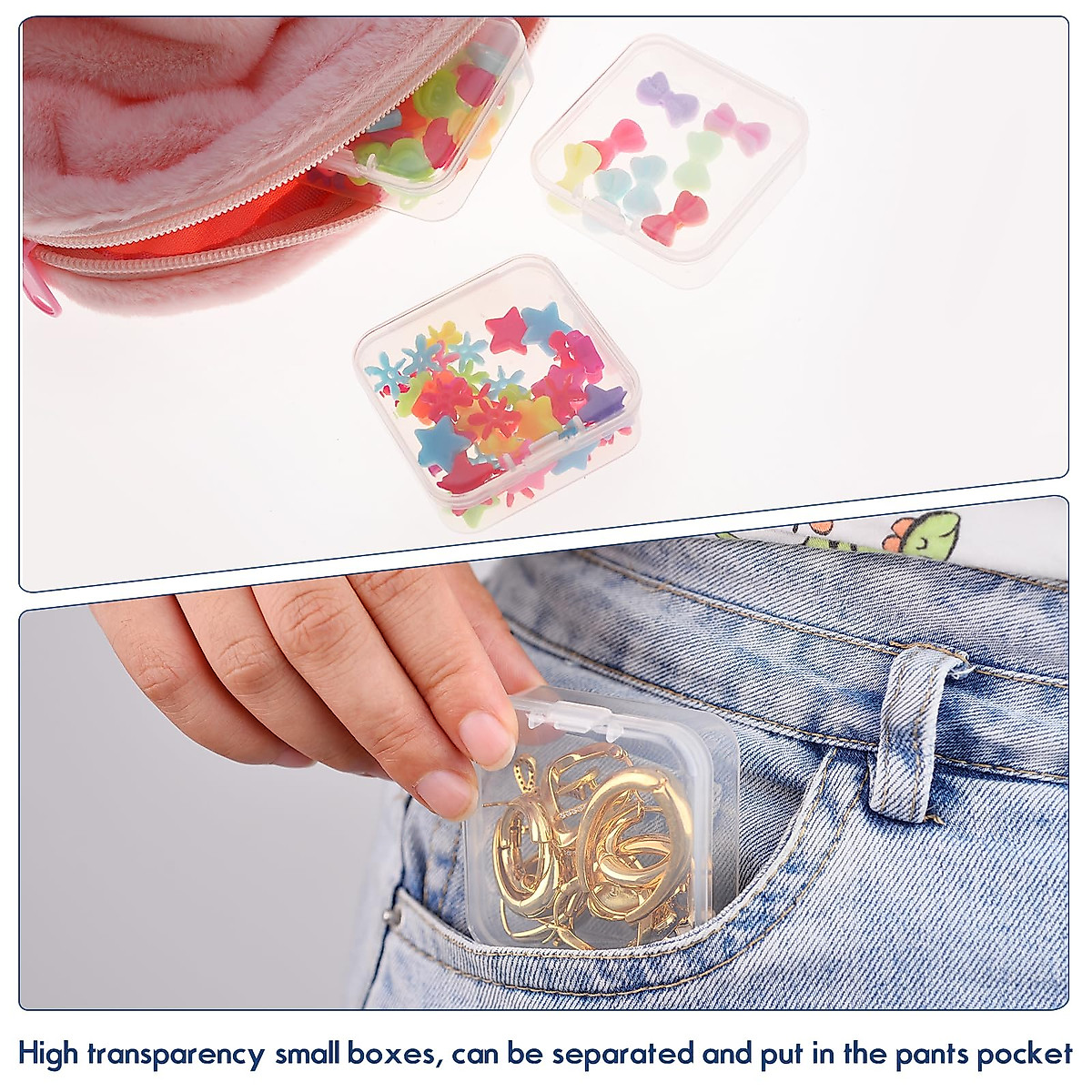 Douorgan Small Bead Storage Containers 30 Pieces Plastic Storage Organizers Stackable Art Storage Case Transparent Boxes Jewelry Beads Storage Box(1 Pack)