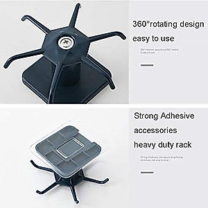 SHBaizoy 2pcs Under Cabinet Hooks, 360 °Rotation Kitchen Hooks for Utensils,Nail Free Adhesive Kitchen Utensils Hanging Hooks for Kitchen Utensils/Tools/Towel/Knife(Black)