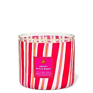 Snowy Peach Berry 3 Wick Candle 14.5 oz / 411 g [Candy Cane Print]