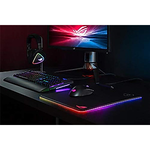 ASUS ROG Balteus Qi Vertical Gaming Mouse Pad with Wireless Qi Charging Zone, Hard Micro-Textured Gaming Surface, USB Pass-Through, Aura Sync RGB Lighting and Non-Slip Base (12.6” X 14.6”)