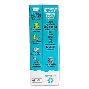 Better Than Milk Organic Almond Milk Original - Dairy-Free Vegan Friendly, Non GMO Certified (Pack of 6),33.8 Fl.Oz(Pack of 6)