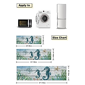 Washer Dryer Top Covers Hippocampus Ocean Life Fridge Dust Proof Cover Tablecloth Non Slip Nautical Compass Decorative Kitchen Appliance Protector with Side Storage Pockets 28x67inch