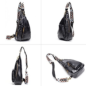 DIVCIDLC Women Sling Backpack Purse with Guitar Strap, Shoulder Crossbody Purse Satchel Daypack Chest Bags, Brown