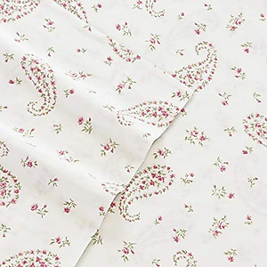 Laura Ashley Home Sateen Collection Bed Sheet Set - 100% Cotton, Silky Smooth & Luminous Sheen, Wrinkle-Resistant Bedding, 4 pcs, King, Bristol Paisley