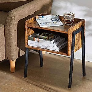 LIRUXUN C Frame Coffee Table Metal Frame Set Wood Vintage Side Table Mobile Living Room Bedroom Furniture