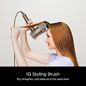Shark HD120BRN Blow Dryer HyperAIR Fast-Drying with IQ 2-in-1 Concentrator, Styling Brush, and Curl-Defining Deep Diffuser Attachments, Ionic, No Heat Damage, for All Hair Types, Stone