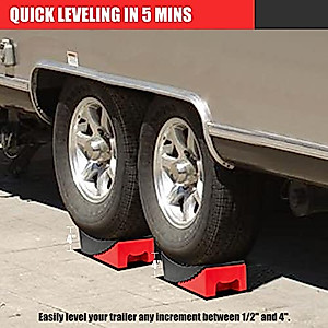 BEETRO Camper Leveler 2 Pack, Curved RV Levelers for Travel Trailers, with Camper Wheel Chocks, Anti-Slip Mats and Carry Bag, Faster Camper Leveling Than RV Leveling Blocks,Up to 35,000 lbs