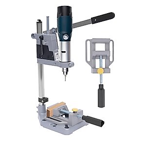 NAWESRVA High-Precision Hand Drill Press Adapter with Vise – Aluminum Alloy Stand, 8.8-Inch Base, Ergonomic Handle, Adjustable Clamp (1.4-1.6 Inch) – Secure & Stable Drilling Solution