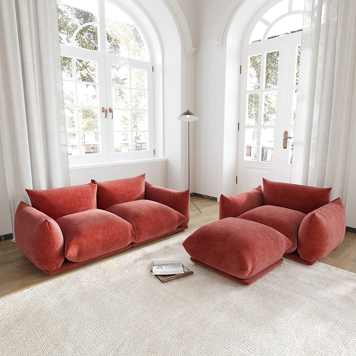 TIFLON Ottoman,Lazy Floor Sofa,Lounge Chair, Accent Bean Bag Couch,Corner Chair Sofa for Living Room Bedroom Salon Office